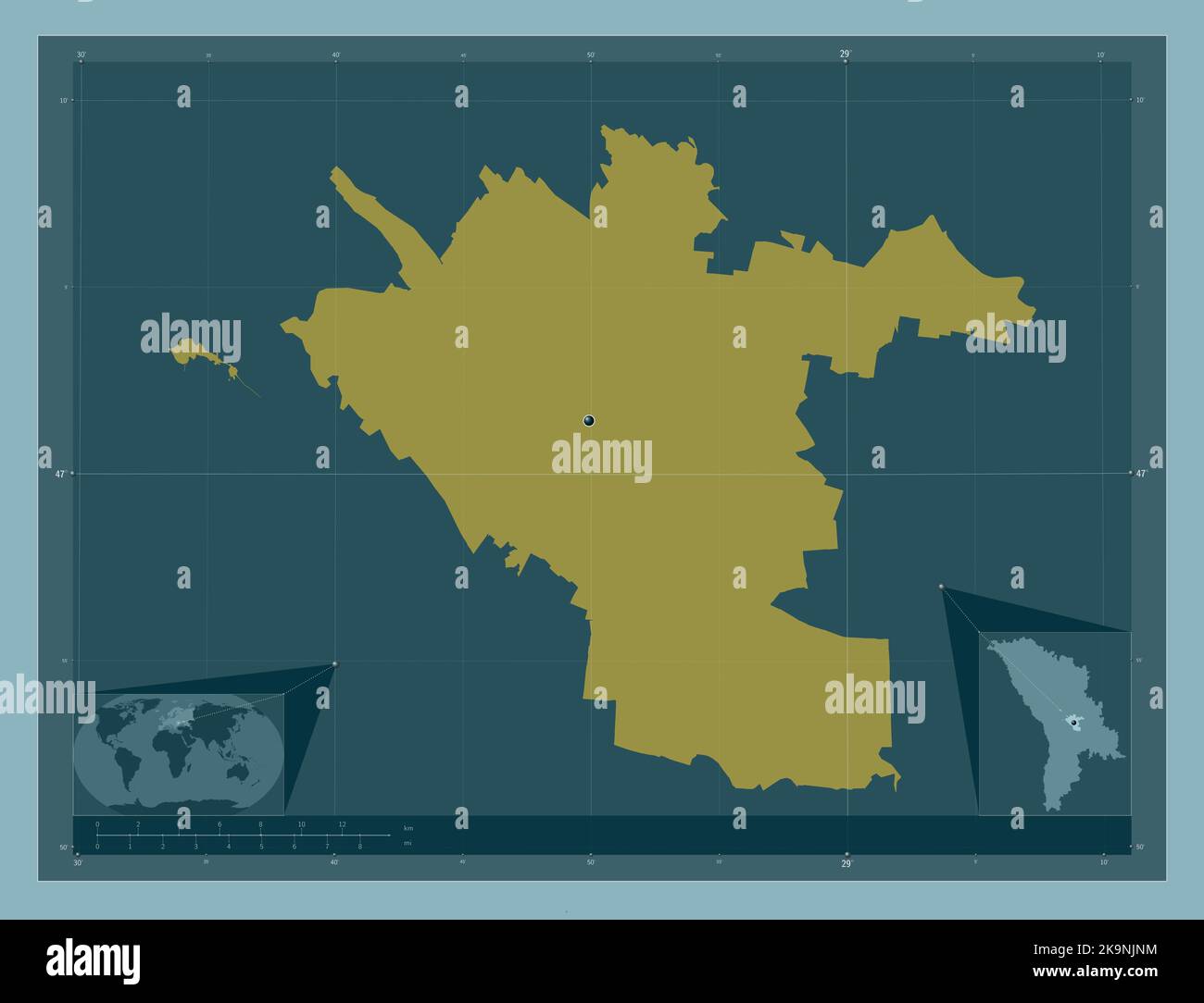 Chisinau, city of Moldova. Solid color shape. Corner auxiliary location ...