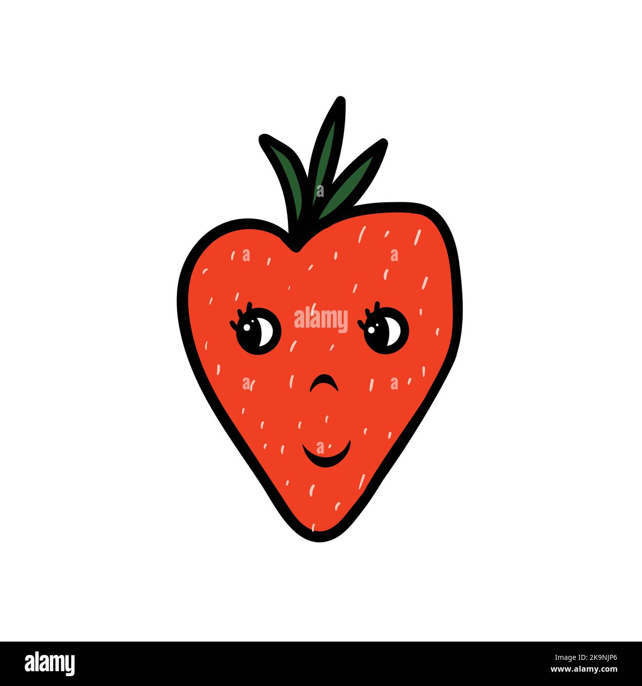 Cartoon strawberry. Vector illustration. Fruit with eyes and smile ...