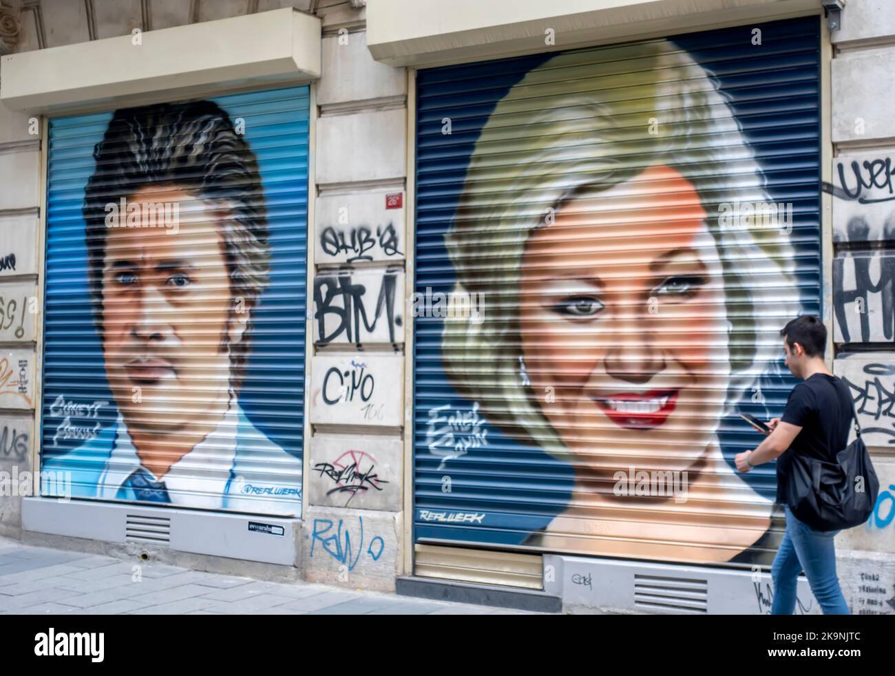 Cüneyt Arkın - Turkish film actor and Emel Sayın - Turkish singer mural ...