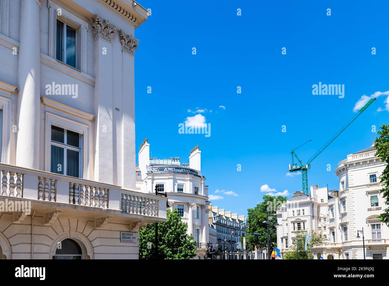 Looking up view of Belgrave square in Belgravia or Mayfair, London UK ...
