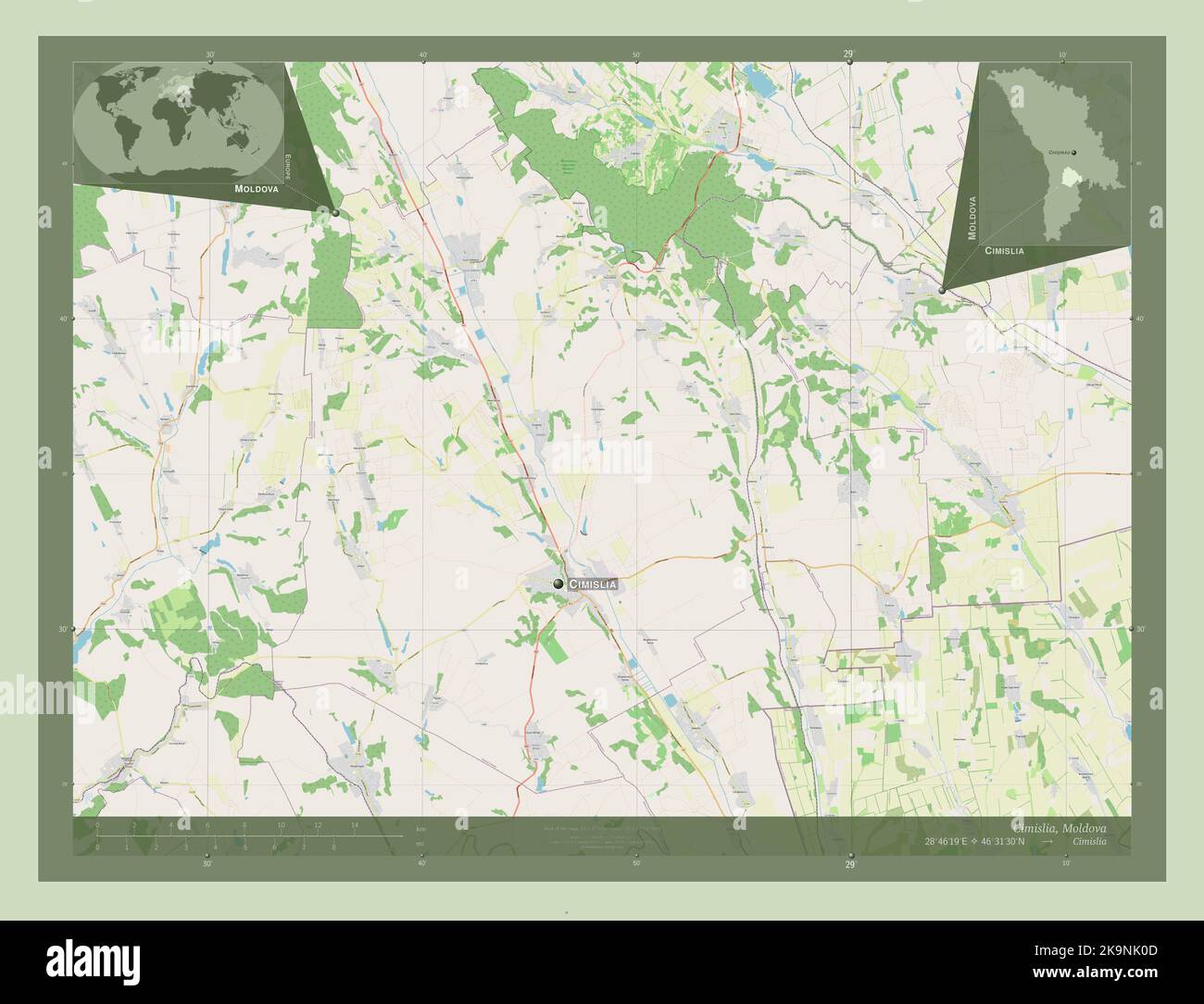 Cimislia, district of Moldova. Open Street Map. Locations and names of ...