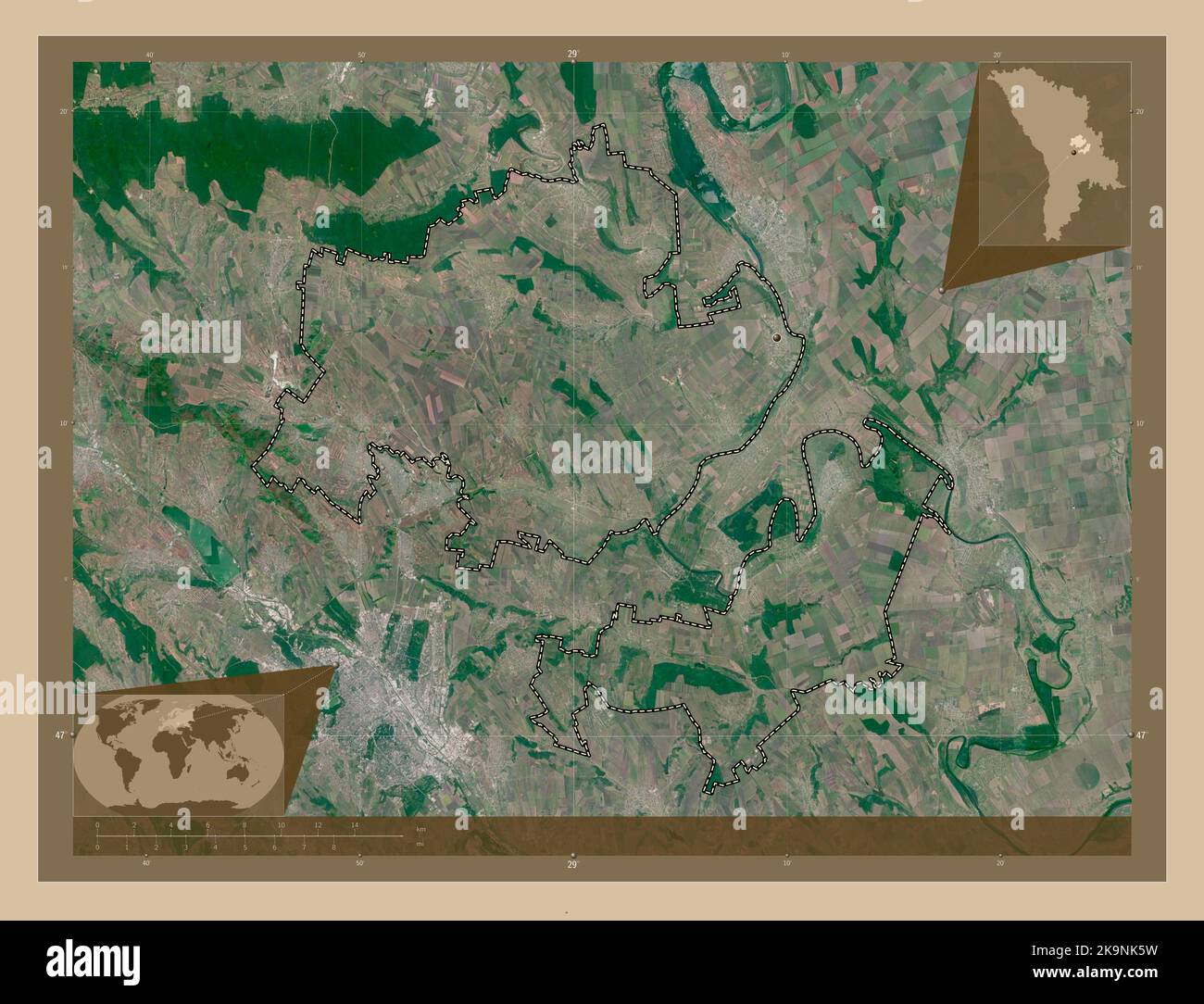Criuleni, district of Moldova. Low resolution satellite map. Locations ...