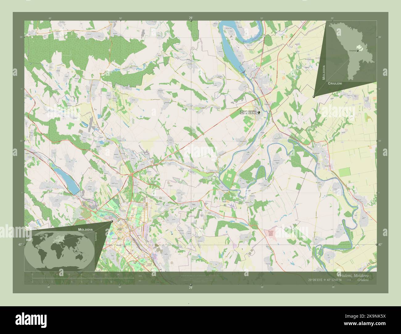 Criuleni, district of Moldova. Open Street Map. Locations and names of ...