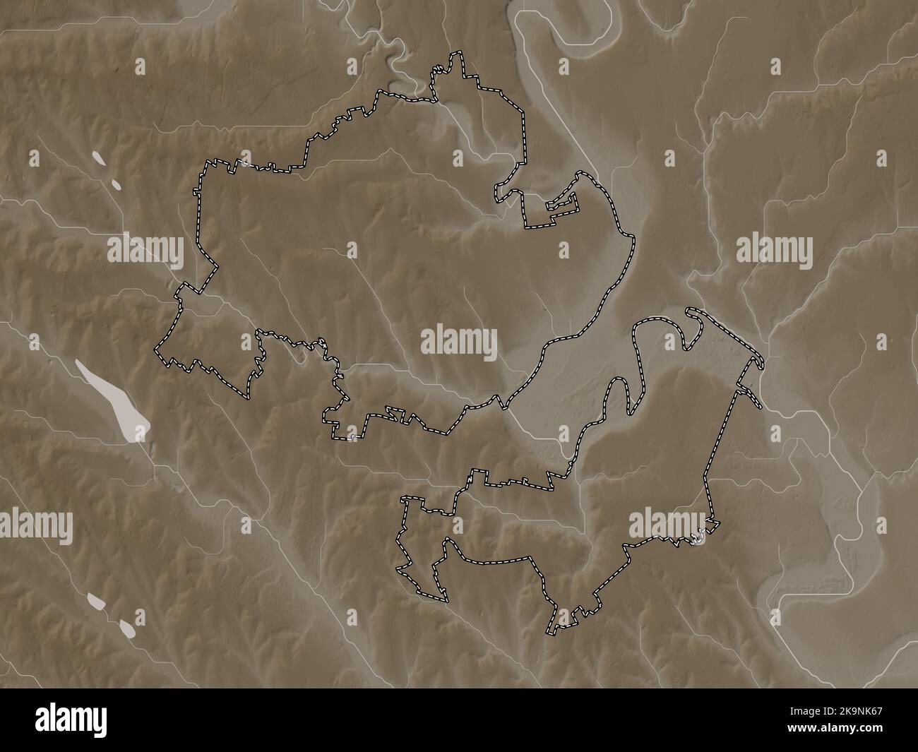 Criuleni, district of Moldova. Elevation map colored in sepia tones ...
