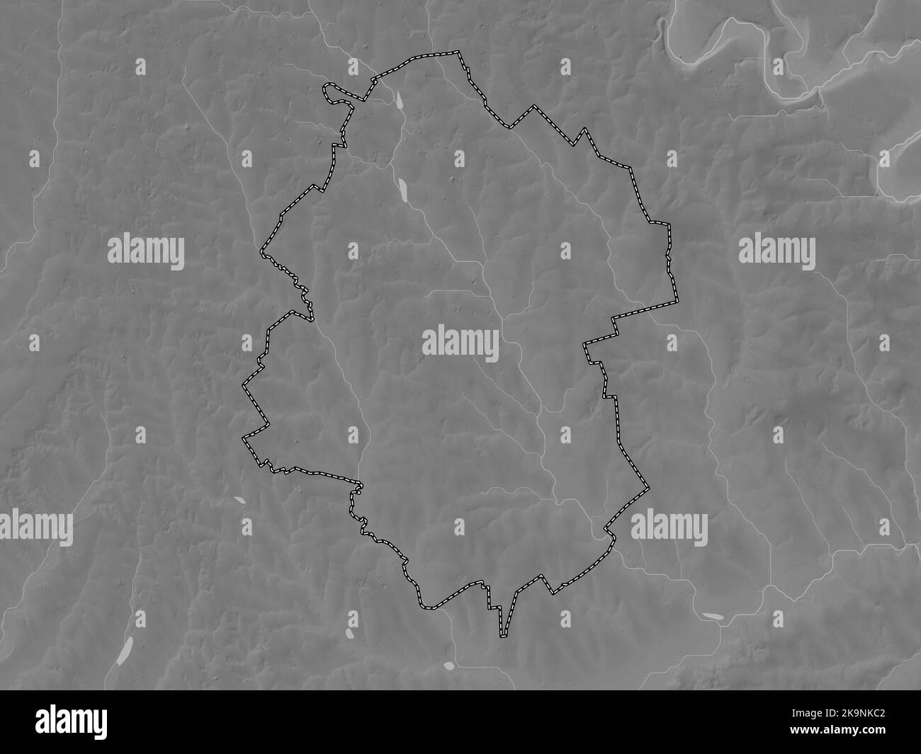 Drochia, district of Moldova. Grayscale elevation map with lakes and ...