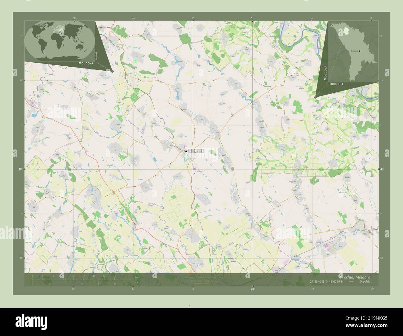 Drochia, district of Moldova. Open Street Map. Locations and names of ...