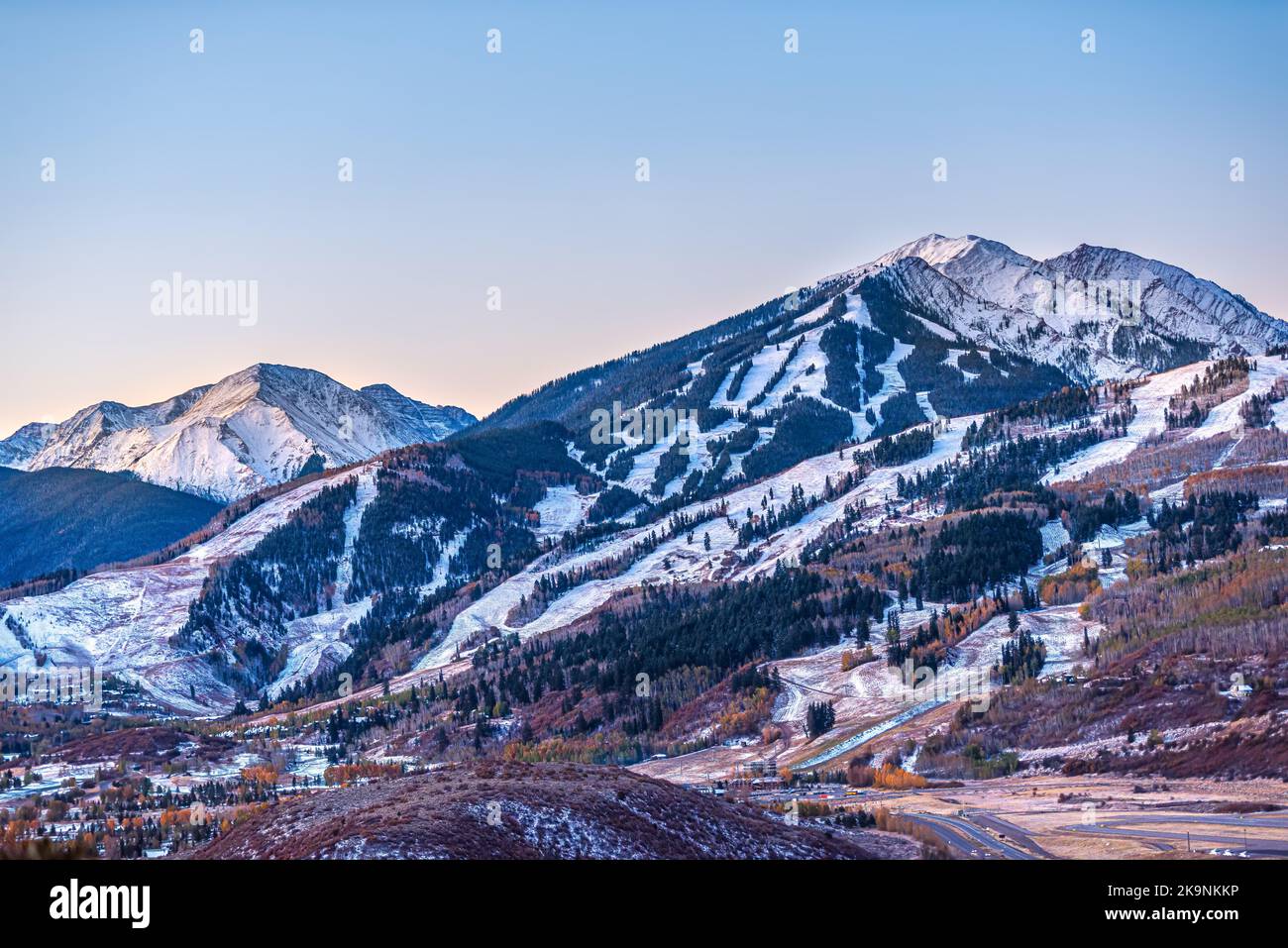 Autumn sunset on ski hill hi-res stock photography and images - Alamy