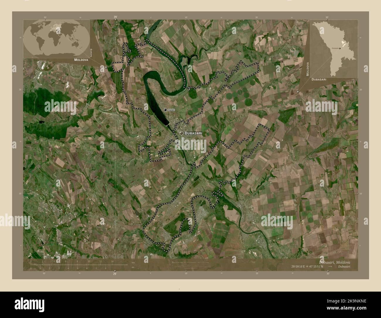Dubasari, district of Moldova. High resolution satellite map. Locations ...