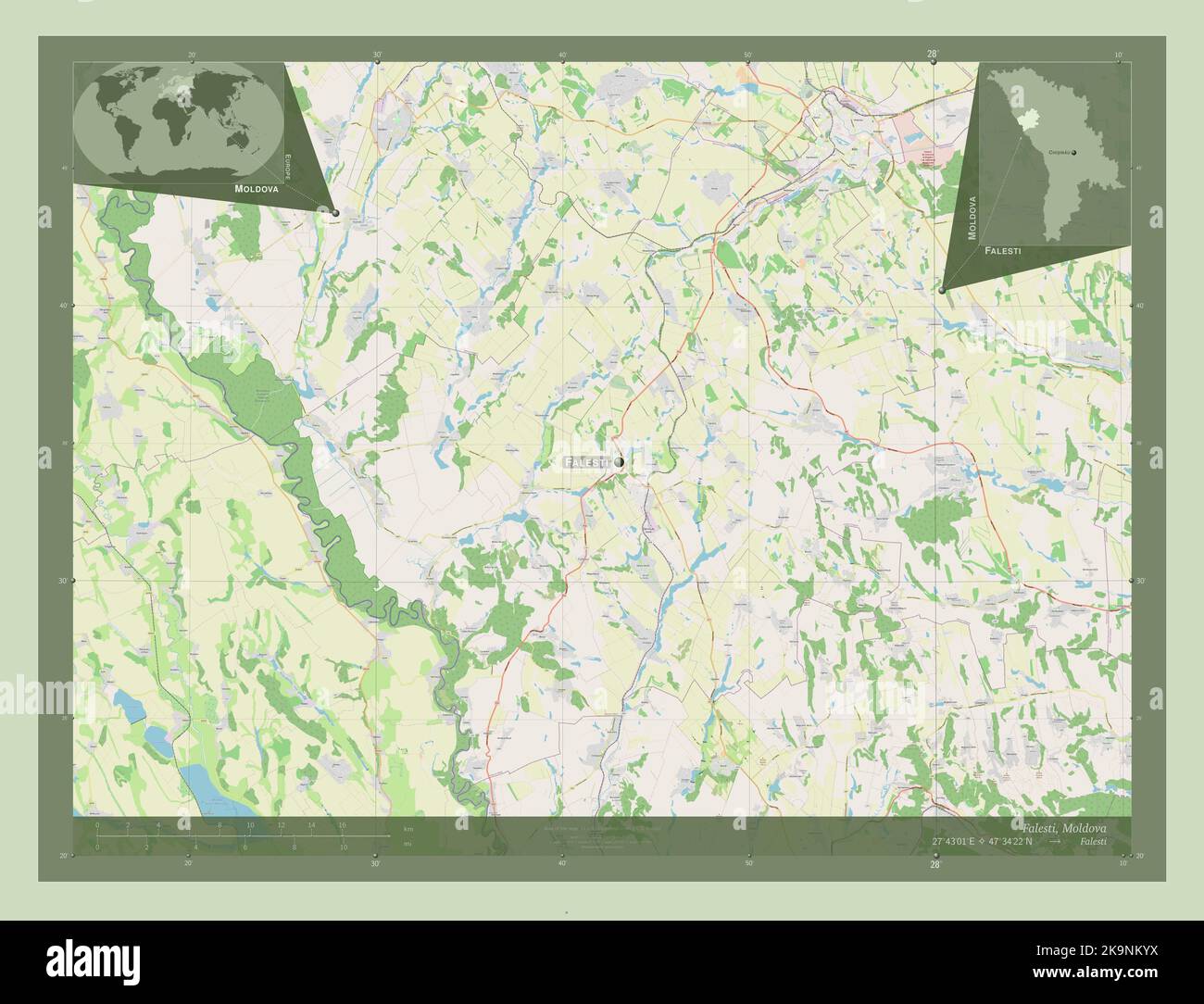 Falesti, district of Moldova. Open Street Map. Locations and names of ...