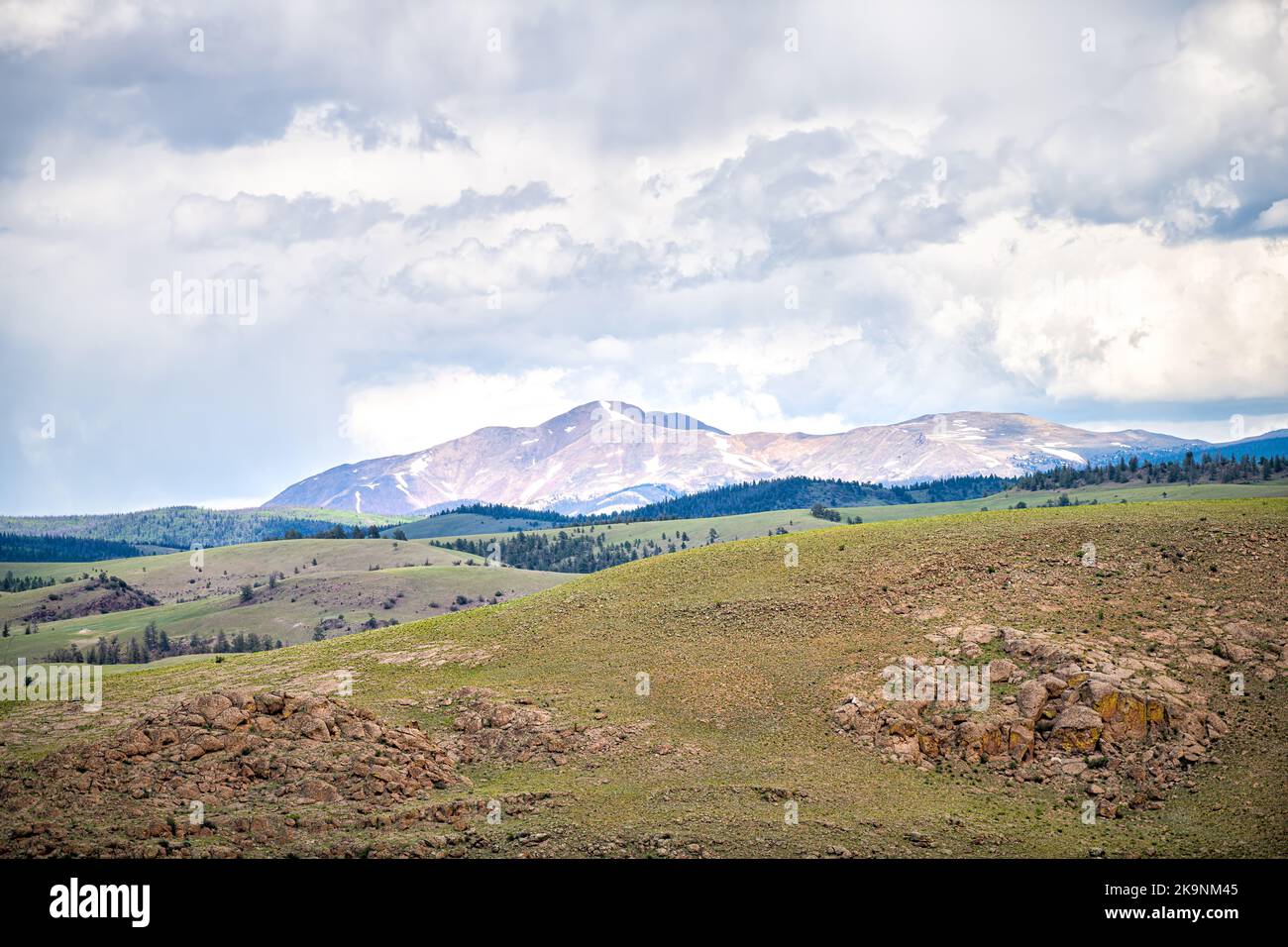 Gunnison county barren high desert canyon landscape with mount Crested ...