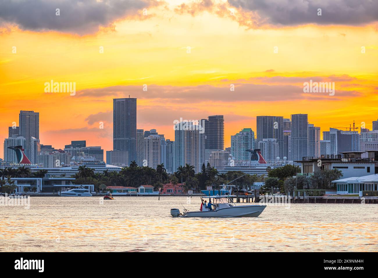 Downtown Miami Florida cityscape skyline with office skyscrapers, condo ...