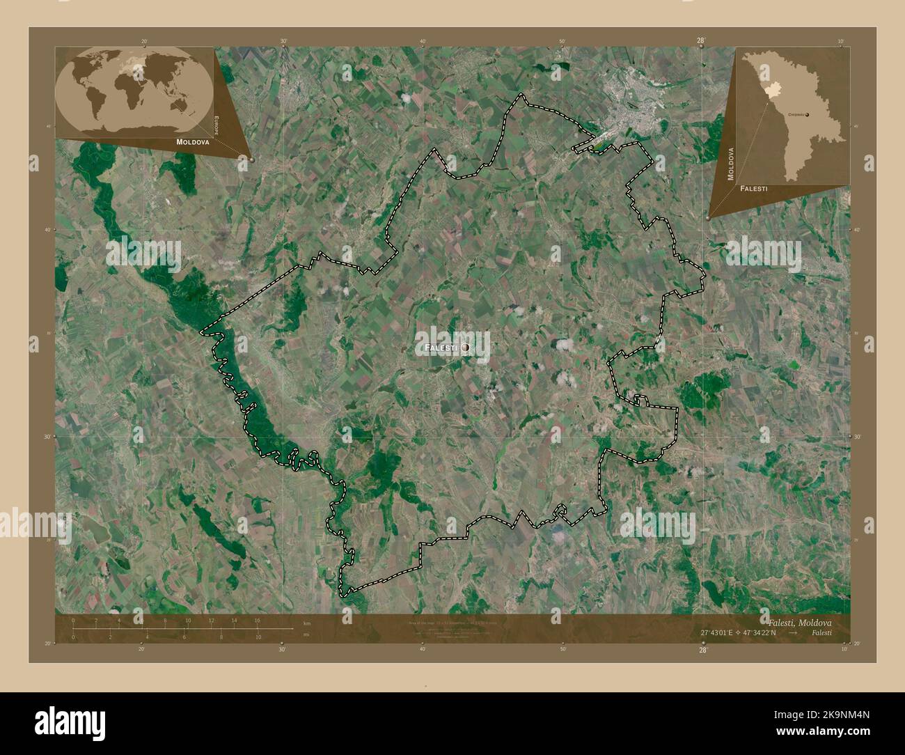 Falesti, district of Moldova. Low resolution satellite map. Locations ...