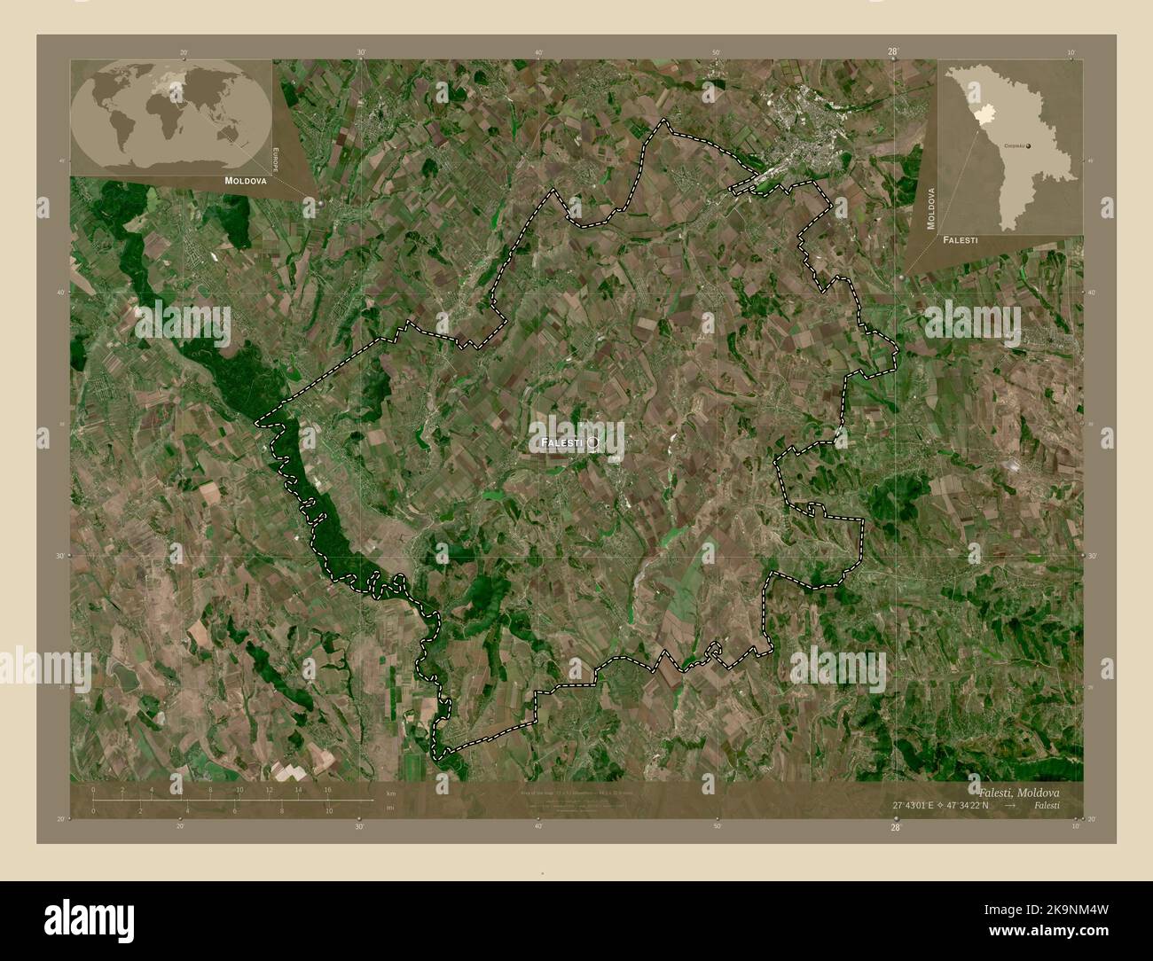 Falesti, district of Moldova. High resolution satellite map. Locations ...