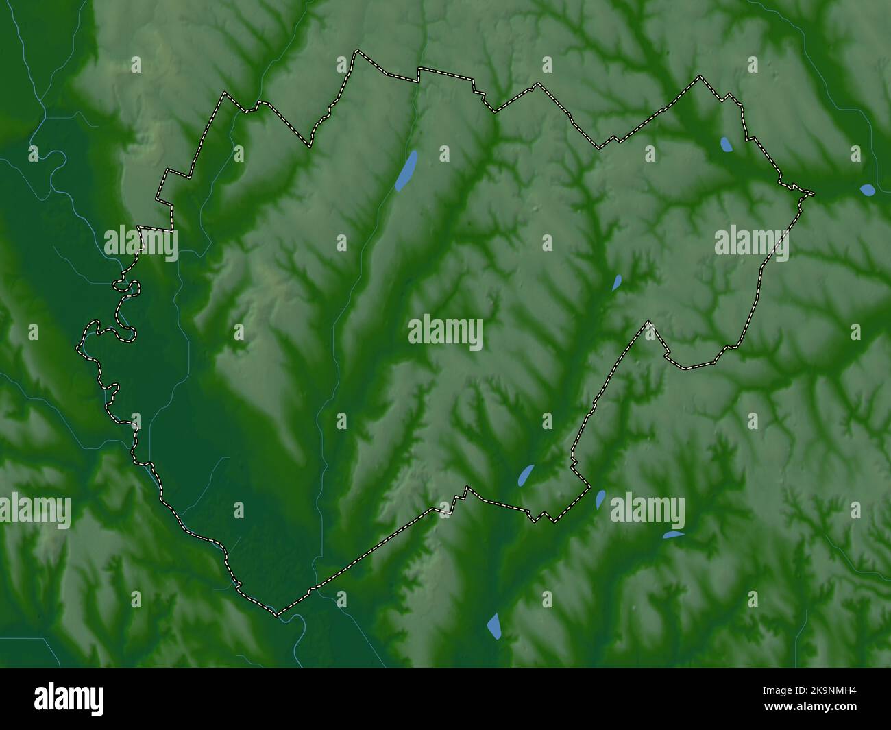 Glodeni, district of Moldova. Colored elevation map with lakes and ...