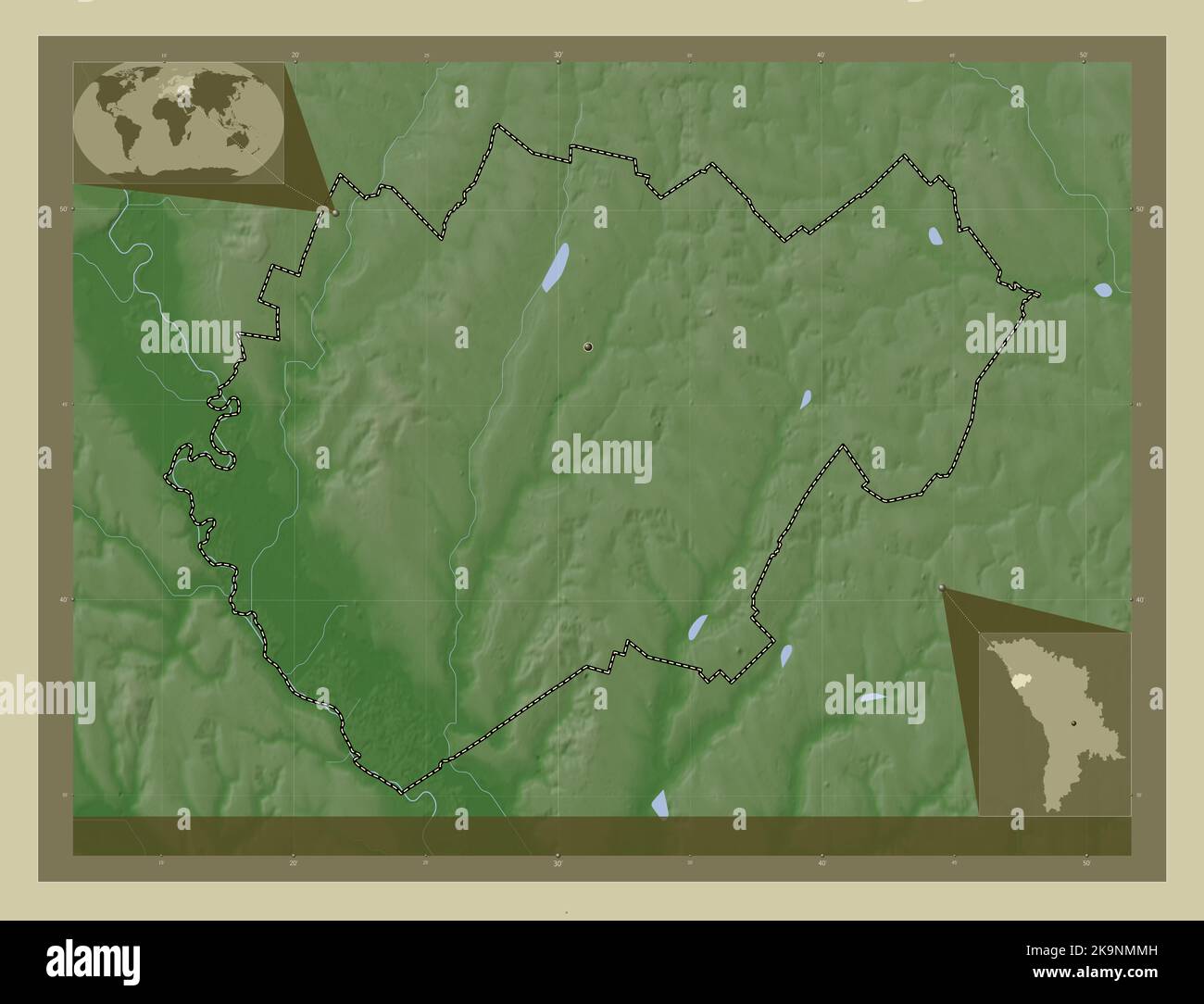 Glodeni, district of Moldova. Elevation map colored in wiki style with ...