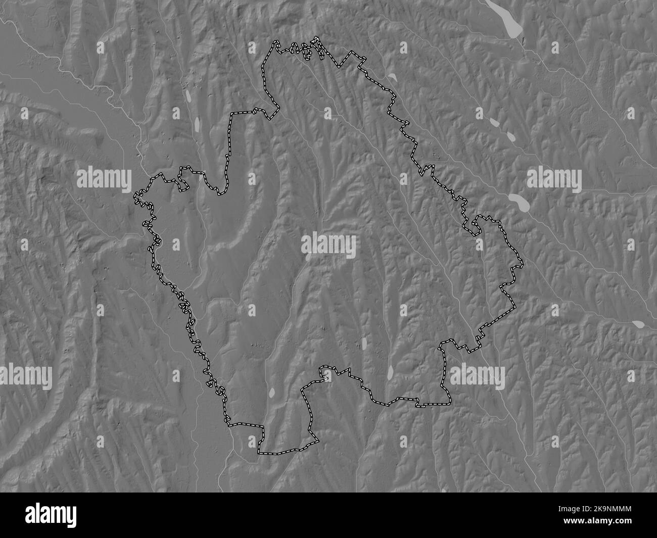 Hincesti, district of Moldova. Bilevel elevation map with lakes and ...