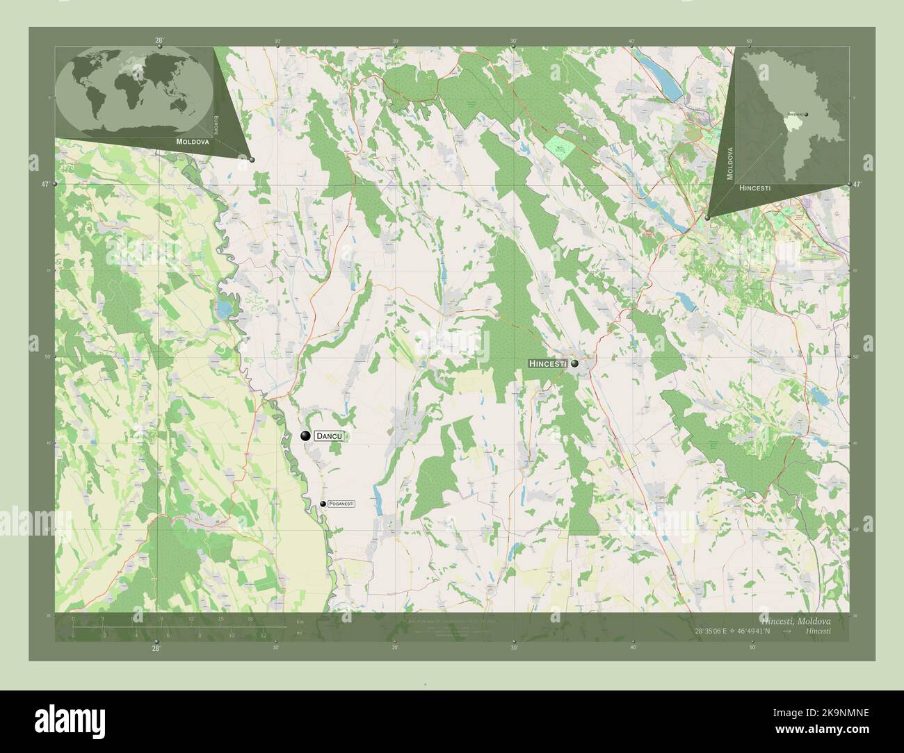 Hincesti, district of Moldova. Open Street Map. Locations and names of ...
