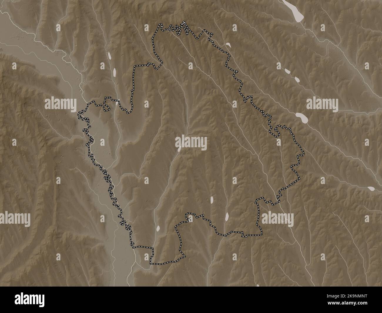 Hincesti, district of Moldova. Elevation map colored in sepia tones ...