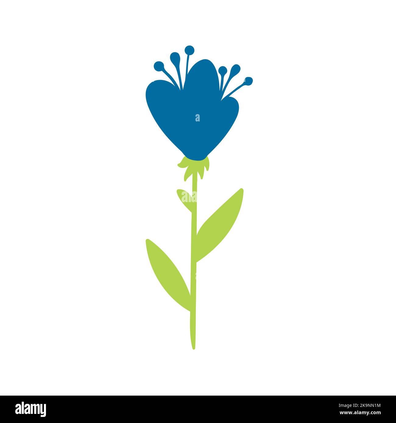 Blue simple flower. Cartoon style. Vector illustration Stock Vector ...