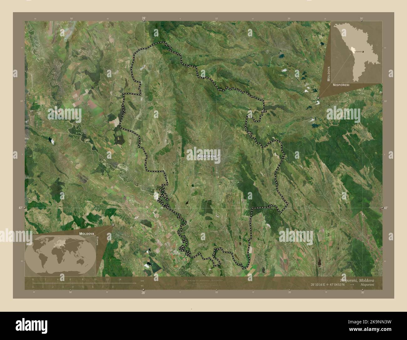 Nisporeni, district of Moldova. High resolution satellite map ...