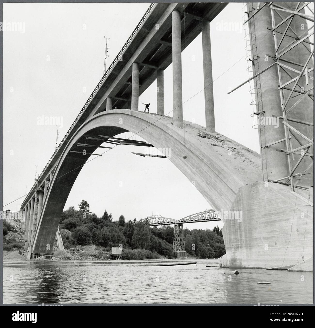 Railway bridge over the Vindel River near Vindeln station Stock Photo ...