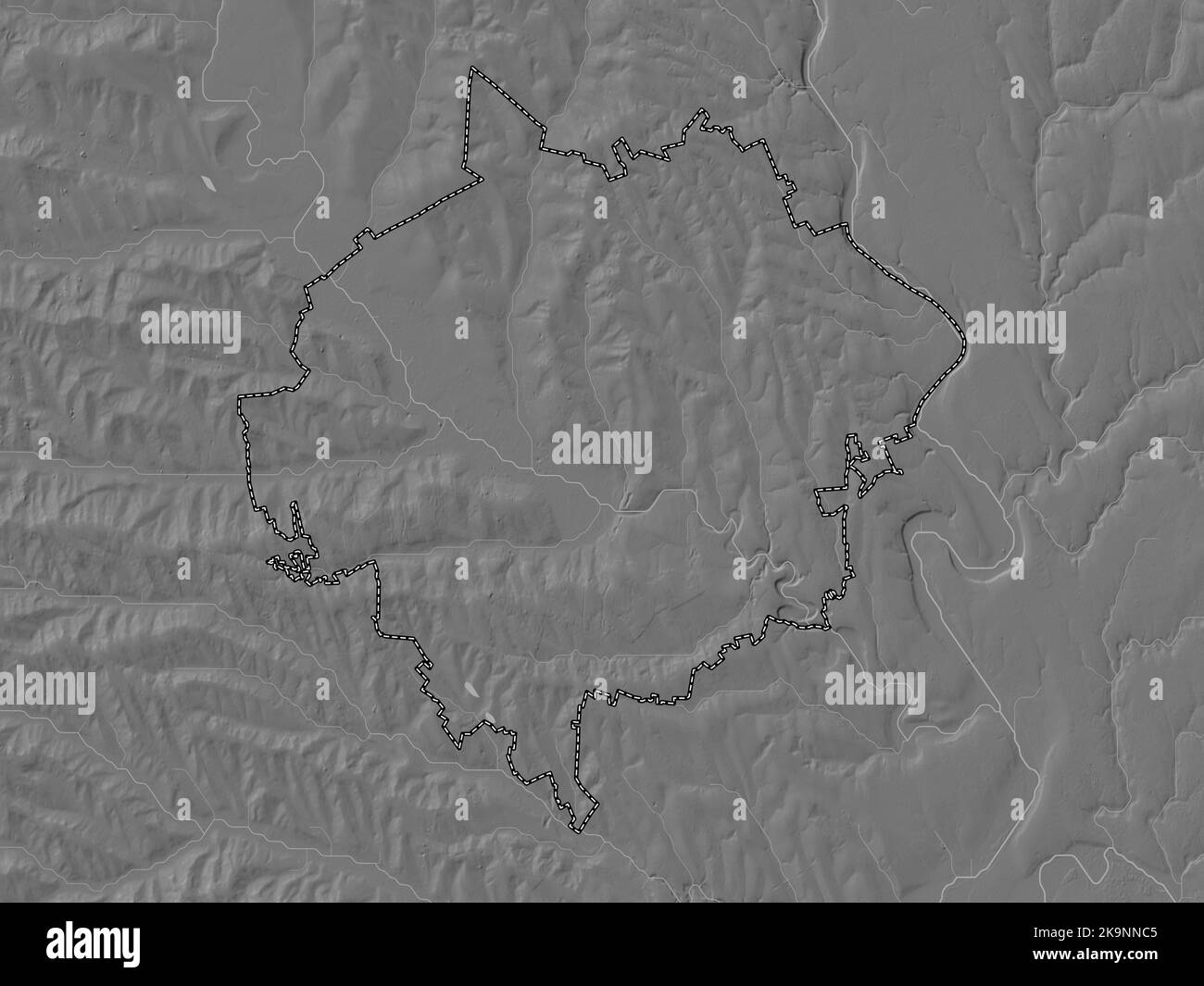 Orhei, district of Moldova. Bilevel elevation map with lakes and rivers ...