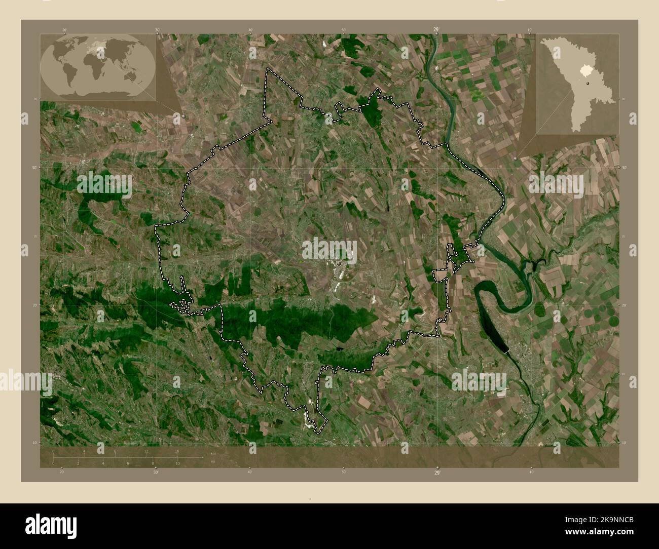 Orhei, district of Moldova. High resolution satellite map. Locations of ...