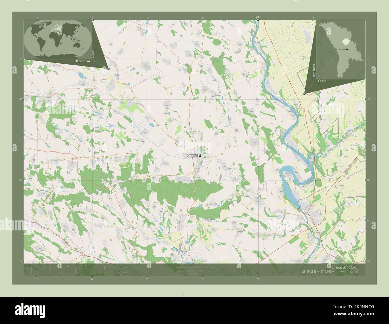 Orhei, district of Moldova. Open Street Map. Locations and names of ...