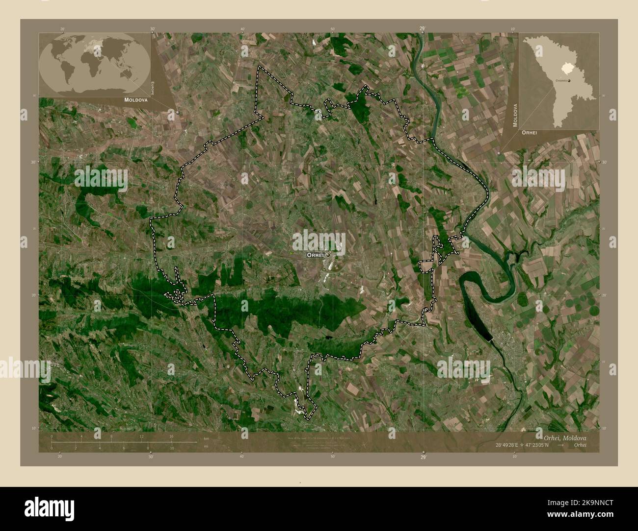 Orhei, district of Moldova. High resolution satellite map. Locations ...