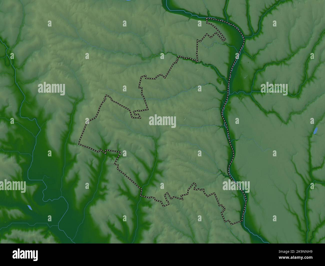 Rezina, district of Moldova. Colored elevation map with lakes and ...