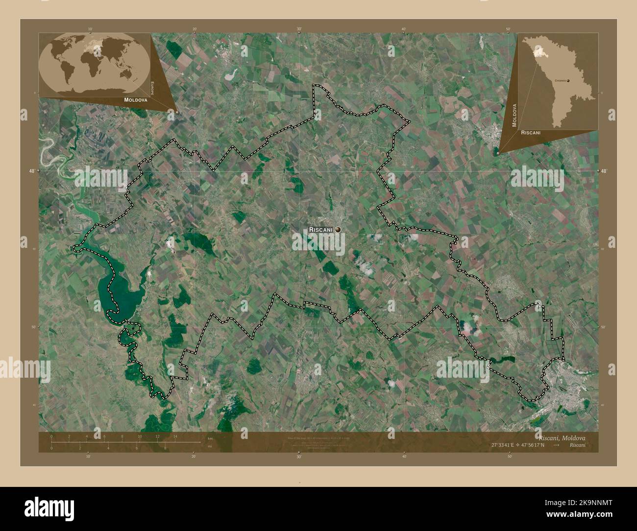 Riscani, district of Moldova. Low resolution satellite map. Locations ...