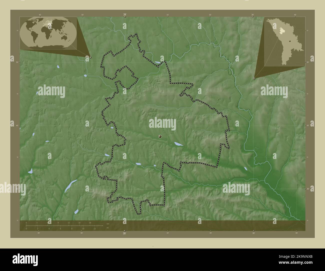 Singerei, district of Moldova. Elevation map colored in wiki style with ...