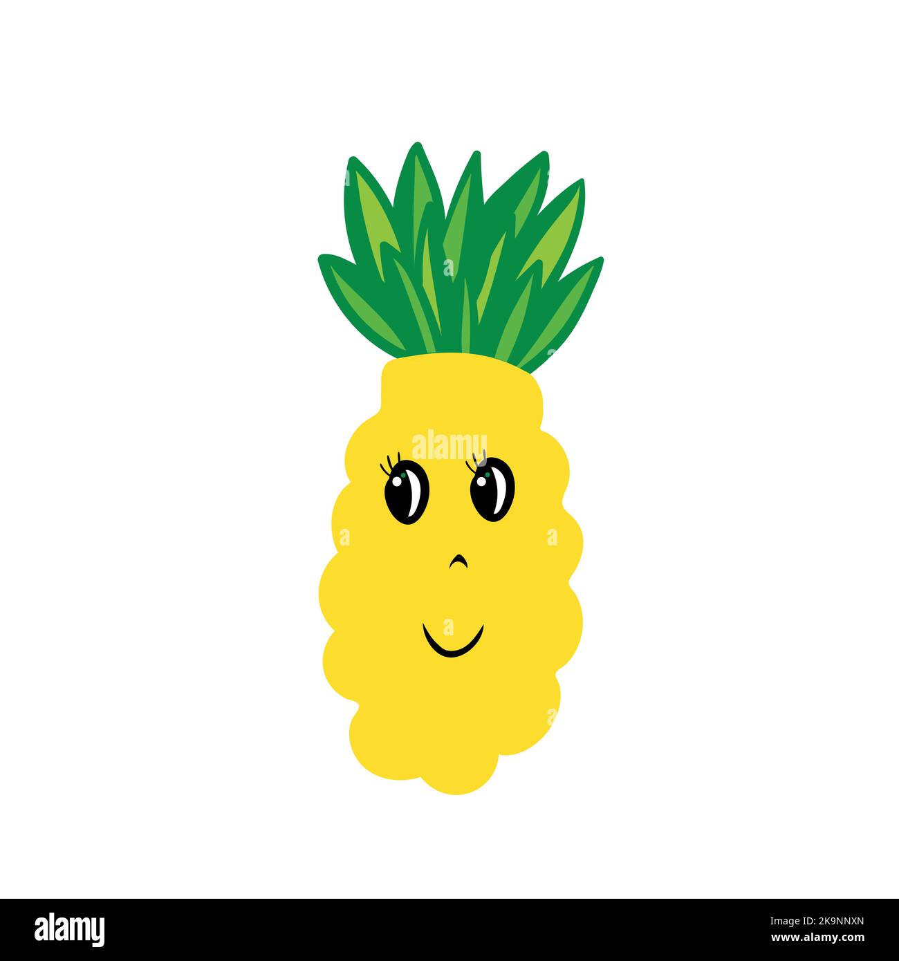 Funny pineapple fruit. Expressive cute fruit illustration in cartoon ...