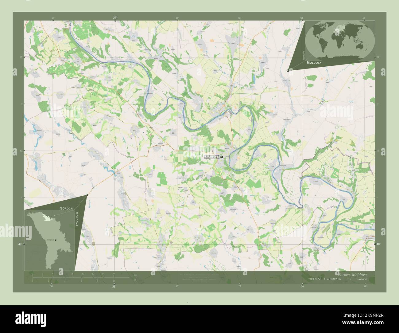 Soroca, district of Moldova. Open Street Map. Locations and names of ...