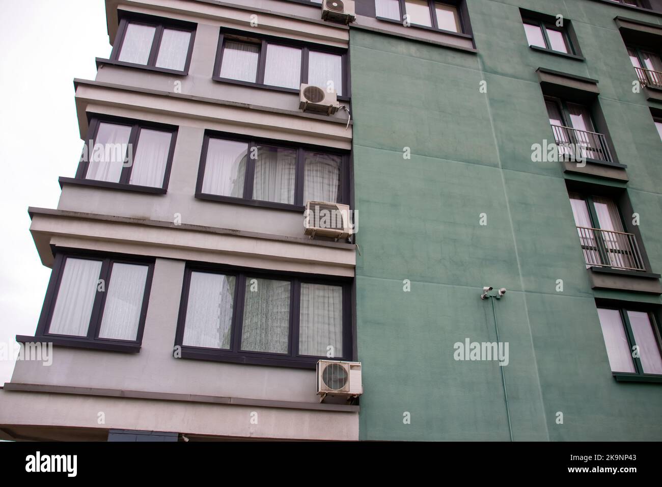 Air conditioning on the windows of a tall building close up Stock Photo ...