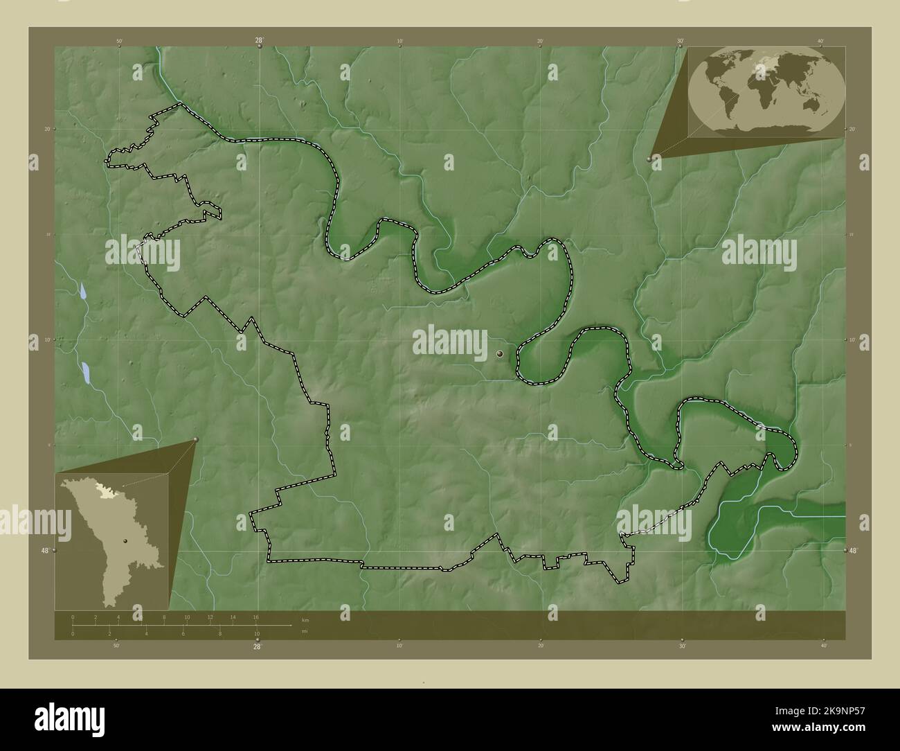 Soroca, district of Moldova. Elevation map colored in wiki style with ...