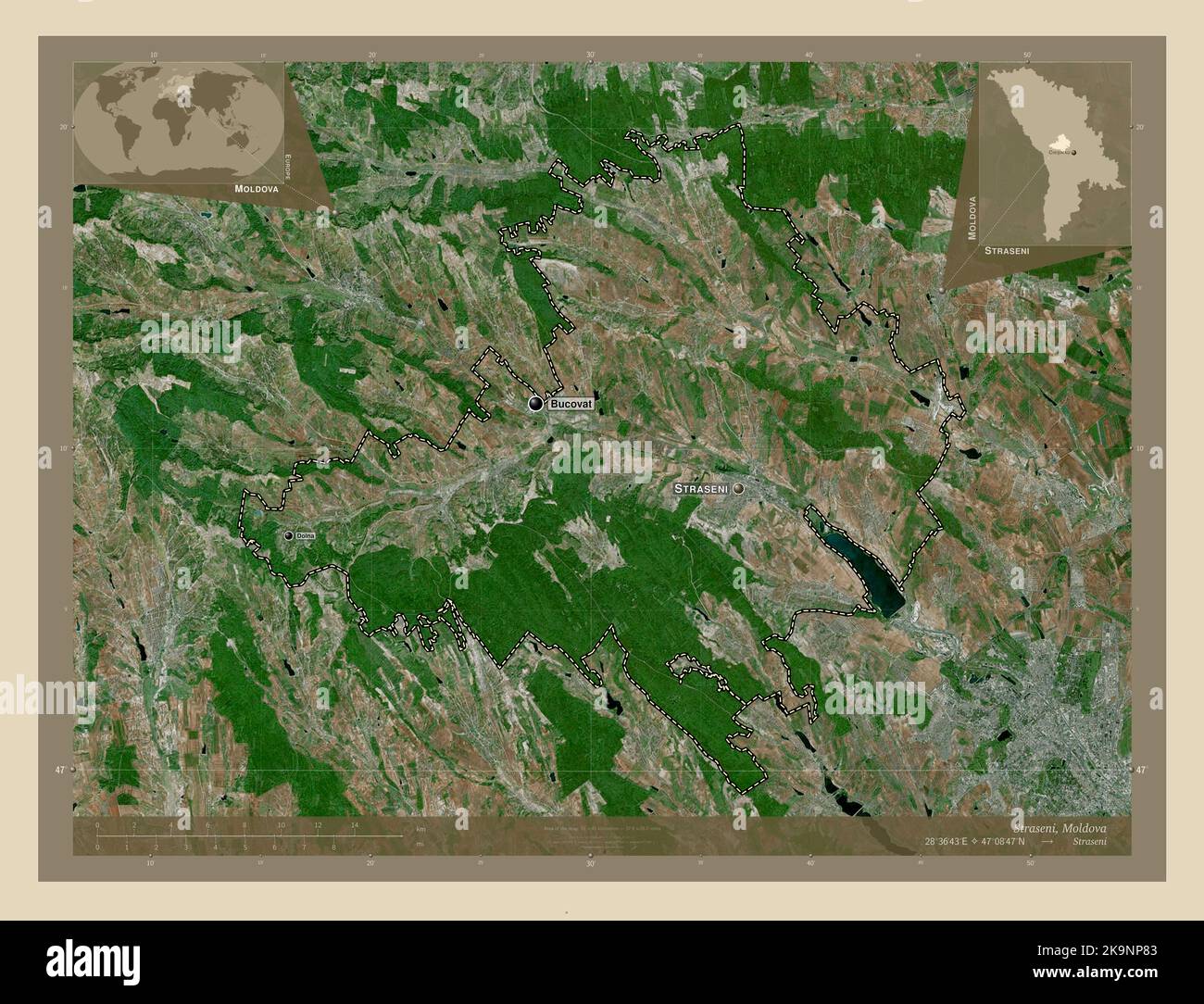Straseni, district of Moldova. High resolution satellite map. Locations ...