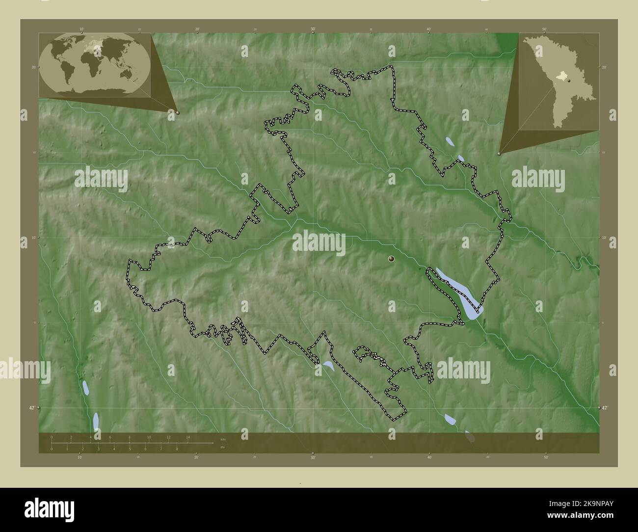 Straseni, district of Moldova. Elevation map colored in wiki style with ...