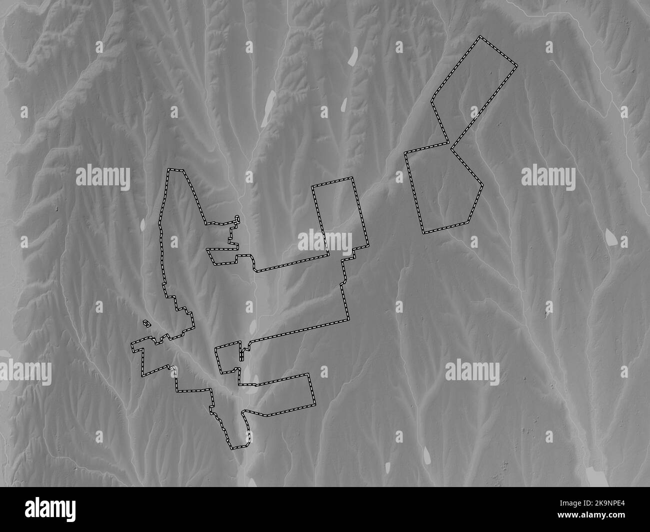 Taraclia, district of Moldova. Grayscale elevation map with lakes and ...