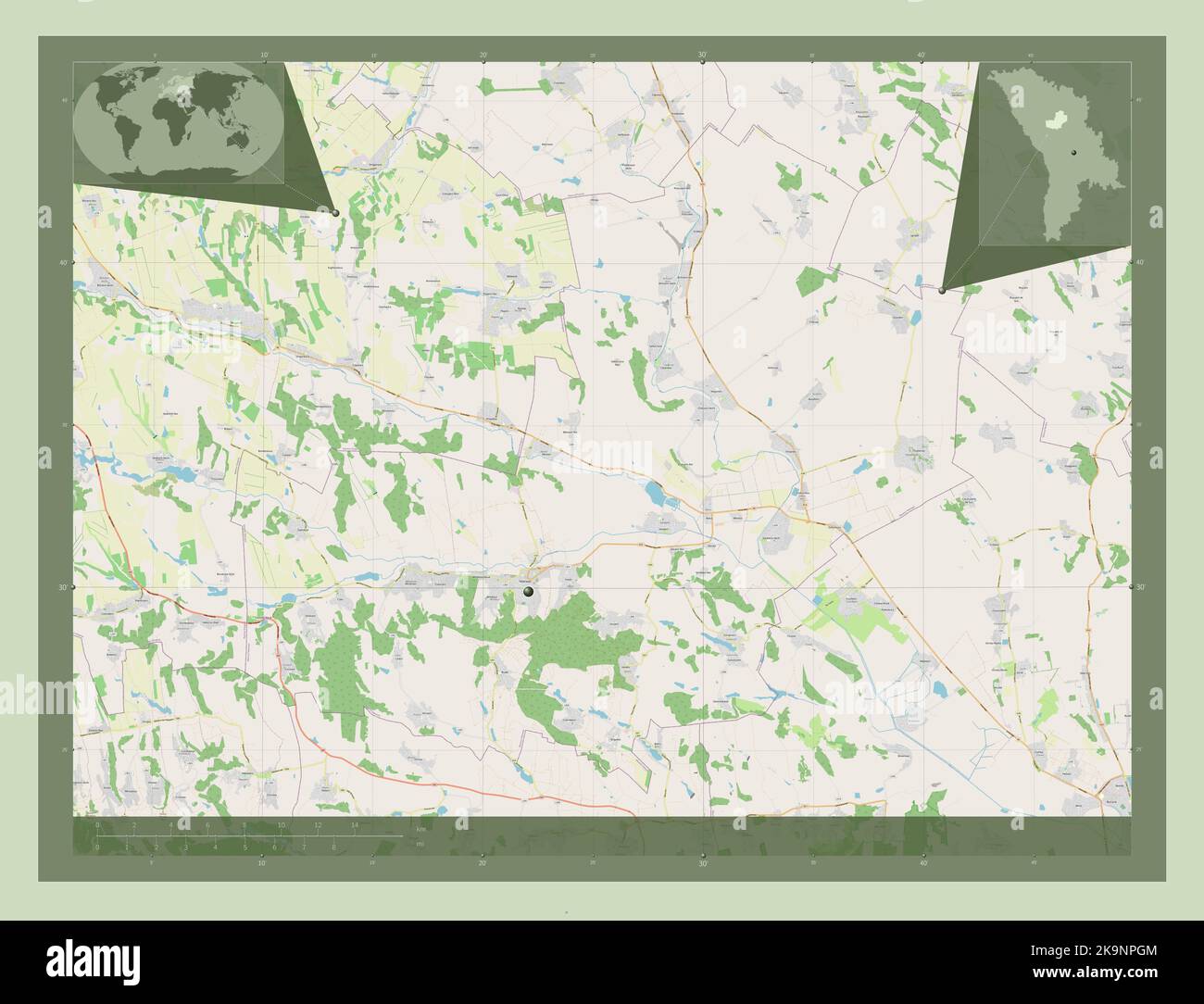 Telenesti, district of Moldova. Open Street Map. Corner auxiliary ...