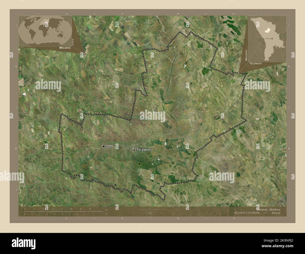 Telenesti, district of Moldova. High resolution satellite map ...