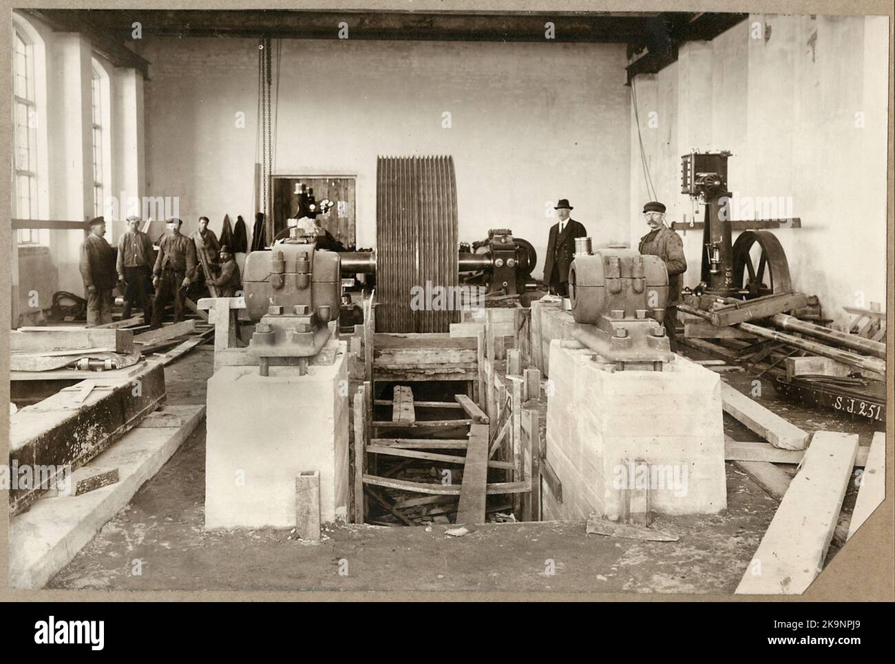 Engine room under construction, State Railway Grinding Factory in Piteå ...