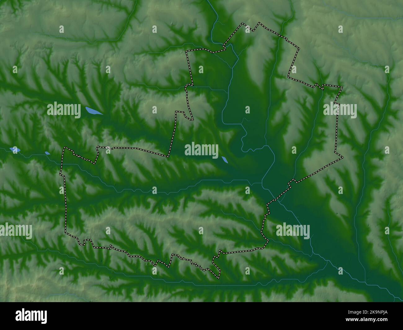 Telenesti, district of Moldova. Colored elevation map with lakes and ...