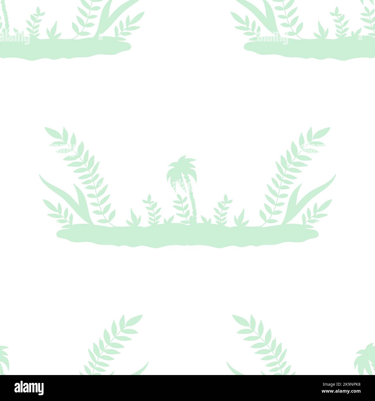 Seamless pattern of cartoon style tropical island with palms and exotic ...
