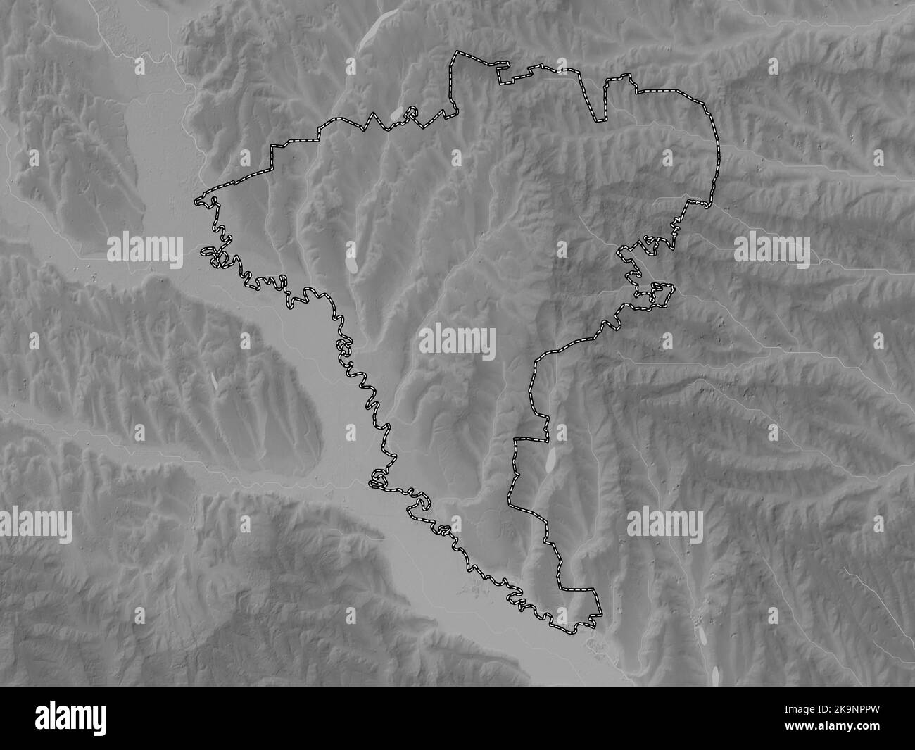 Ungheni, district of Moldova. Grayscale elevation map with lakes and ...