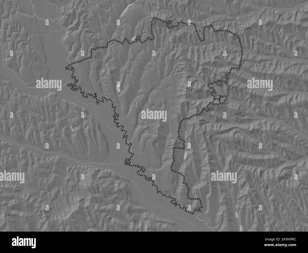 Ungheni, district of Moldova. Bilevel elevation map with lakes and ...