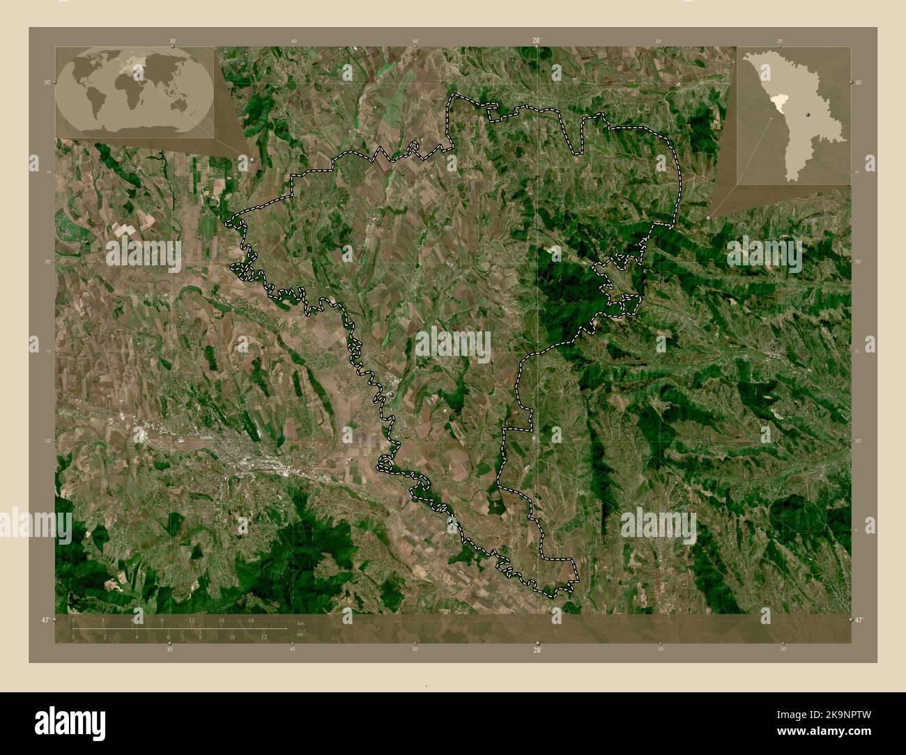 Ungheni, district of Moldova. High resolution satellite map. Locations ...