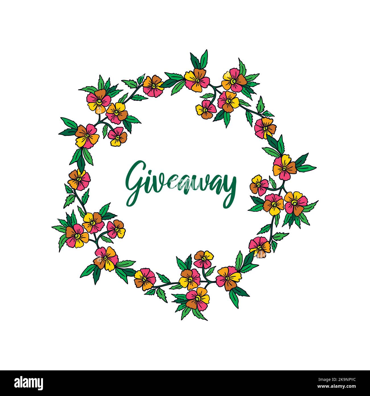 Giveaway calligraphy lettering in floral frame. Design element for ...