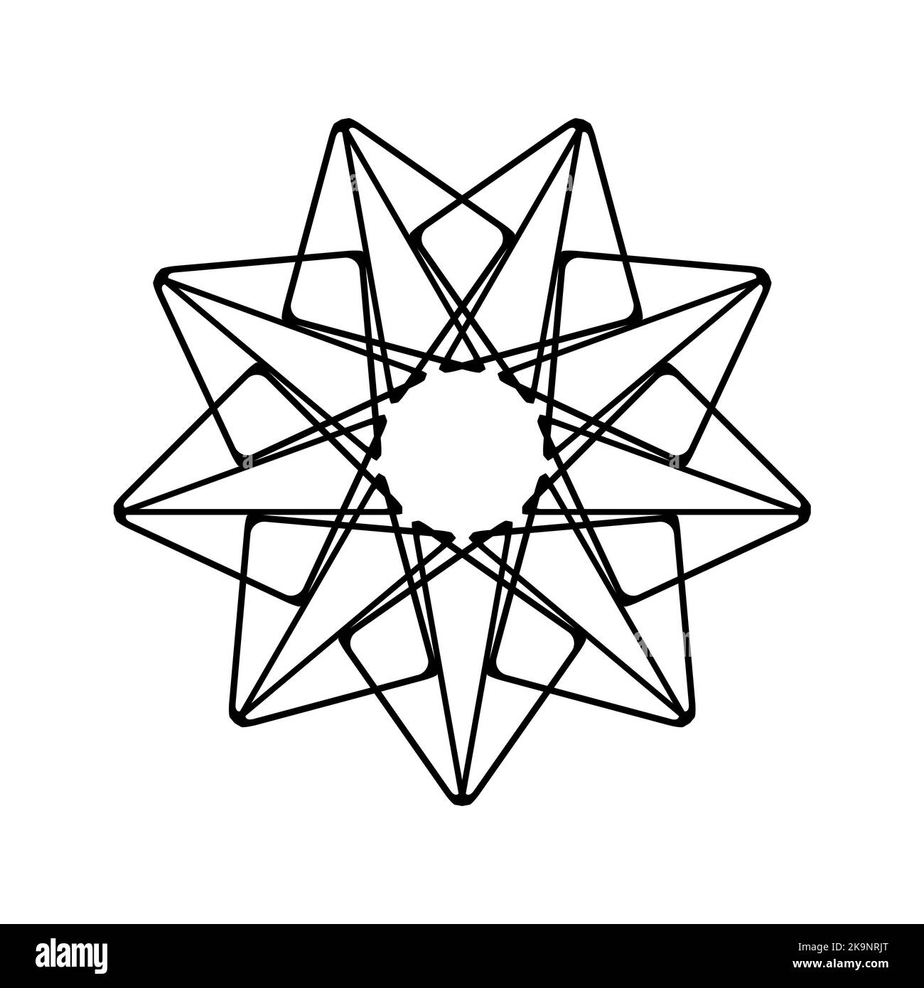 Hand drawn doodle shape of triangles. Round frame. Coloring book page ...