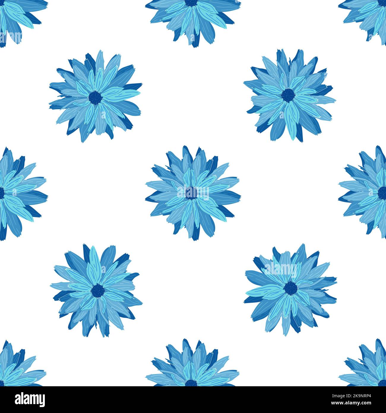 Seamless floral pattern. Decorative botanical background of blue ...